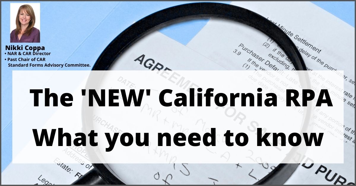 The Residential Purchase Agreement is not the only form changing.